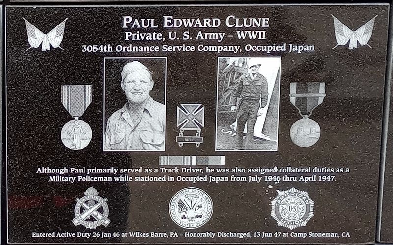 Paul Edward Clune, a War Memorial