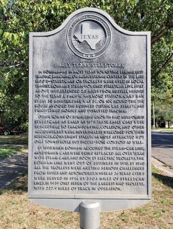 On Route of Early Texas Streetcars Historical Marker