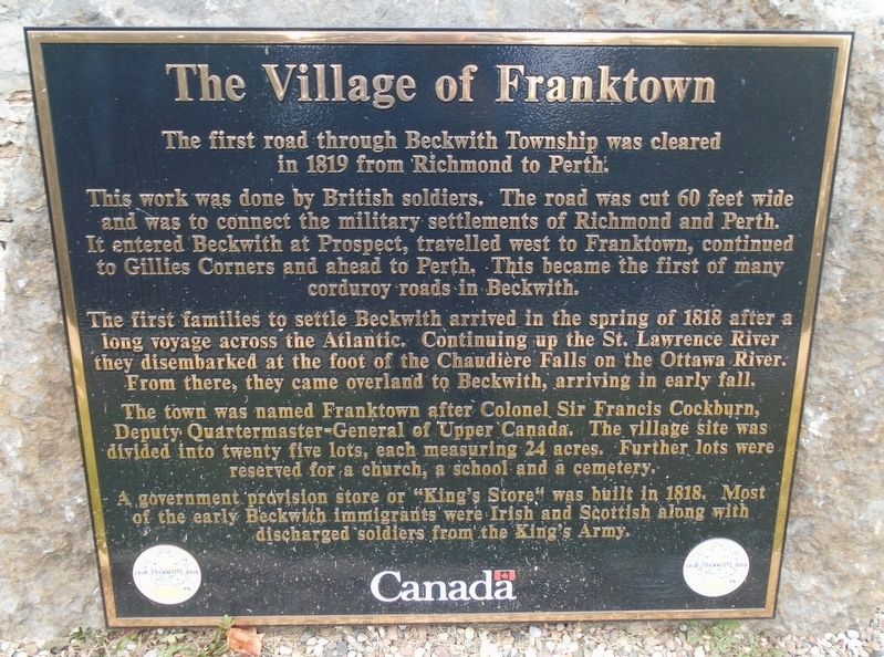 The Village of Franktown Historical Marker
