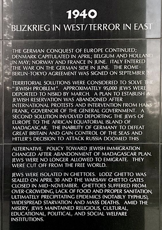 1940: Blizkrieg in West/Terror in East Historical Marker