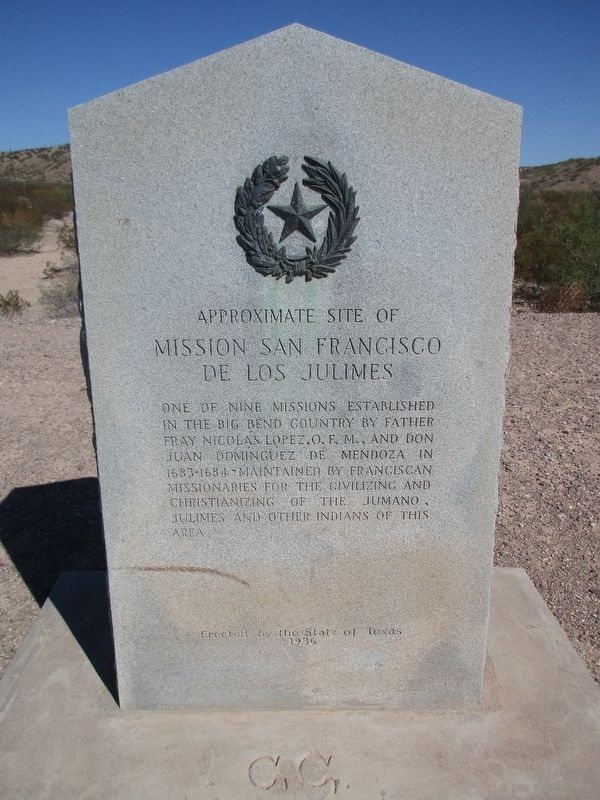 Approximate Site of Mission San Francisco de los Julimes Historical Marker