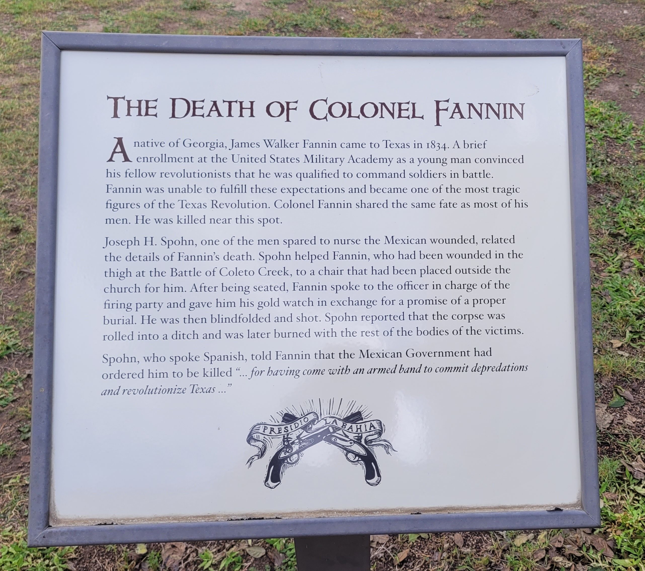 Photo: The Death of Colonel Fannin Marker