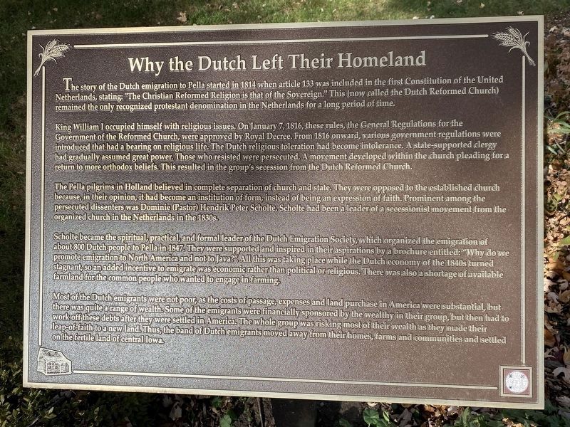 Why the Dutch Left Their Homeland Historical Marker