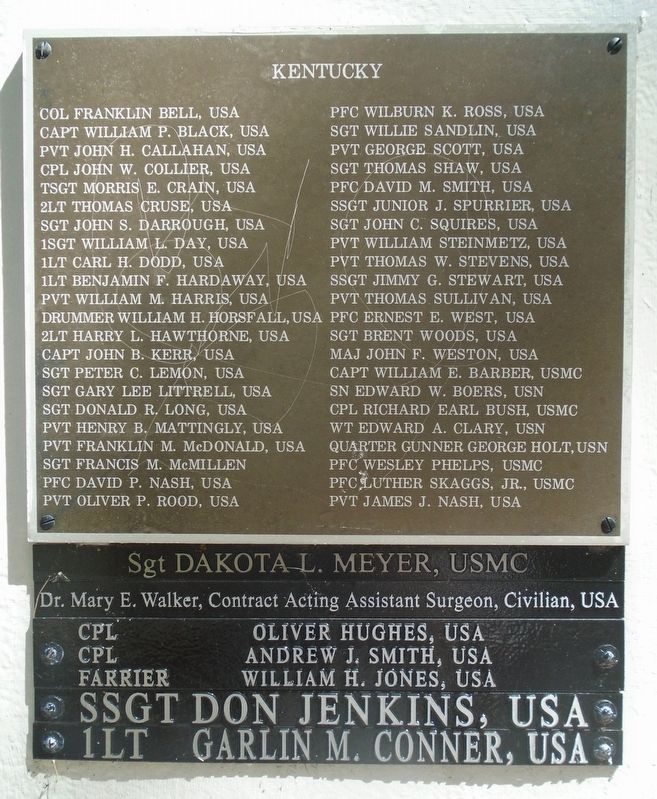 Kentucky Medal of Honor Recipients, a War Memorial