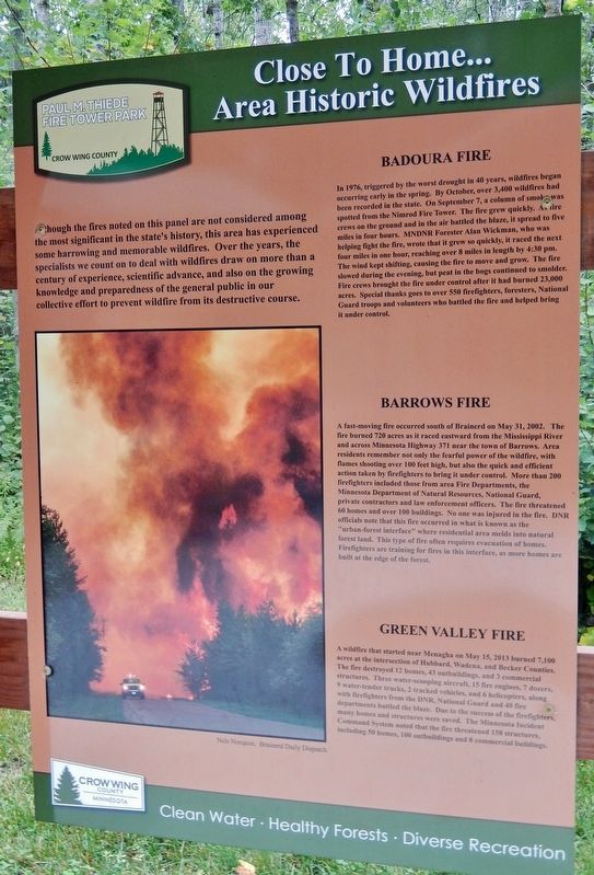 Close to Home... Area Historic Wildfires Historical Marker