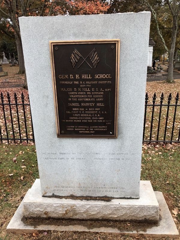 North Carolina Military Institute / Gen. D.H. Hill School Historical Marker