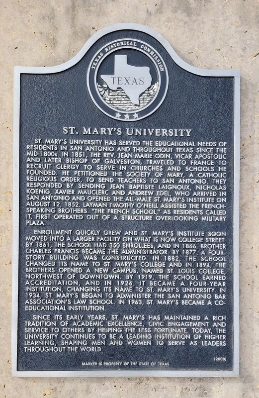 St. Mary's University Historical Marker