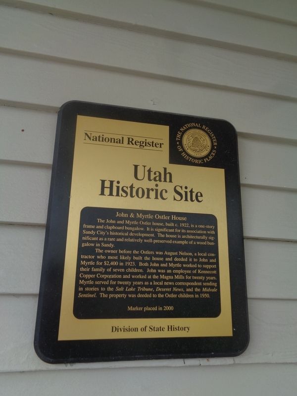 John & Myrtle Ostler House Historical Marker