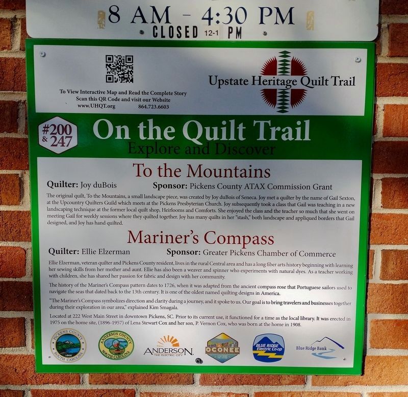 To the Mountains / Mariner's Compass Historical Marker
