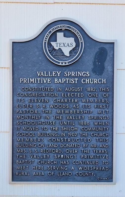 Valley Springs Primitive Baptist Church Historical Marker