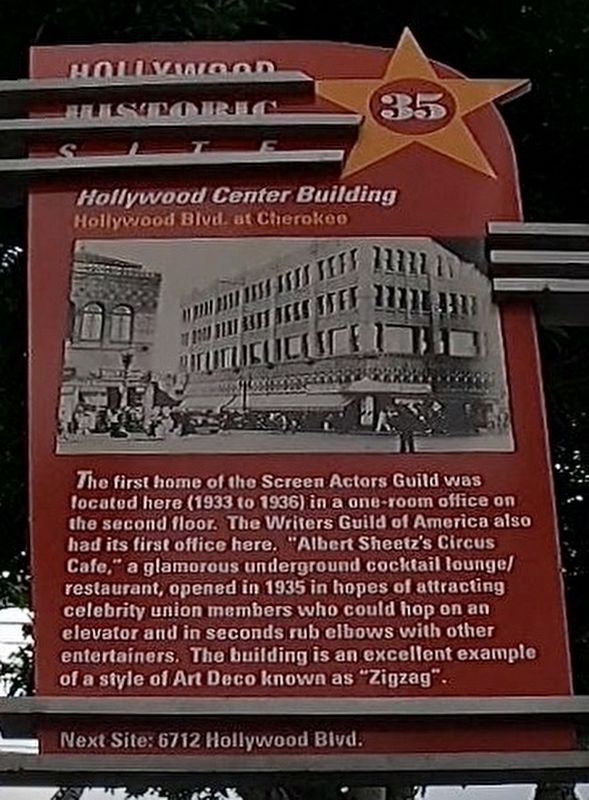 Hollywood Center Building Historical Marker