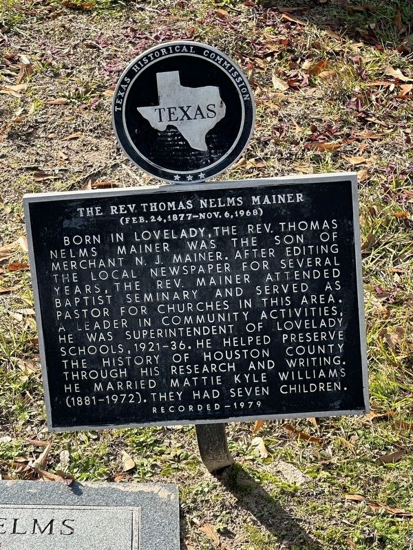 The Rev. Thomas Nelms Mainer Historical Marker