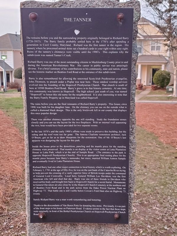 The Tanner Historical Marker