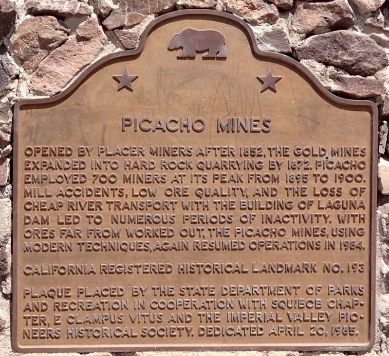 Picacho Mines Historical Marker