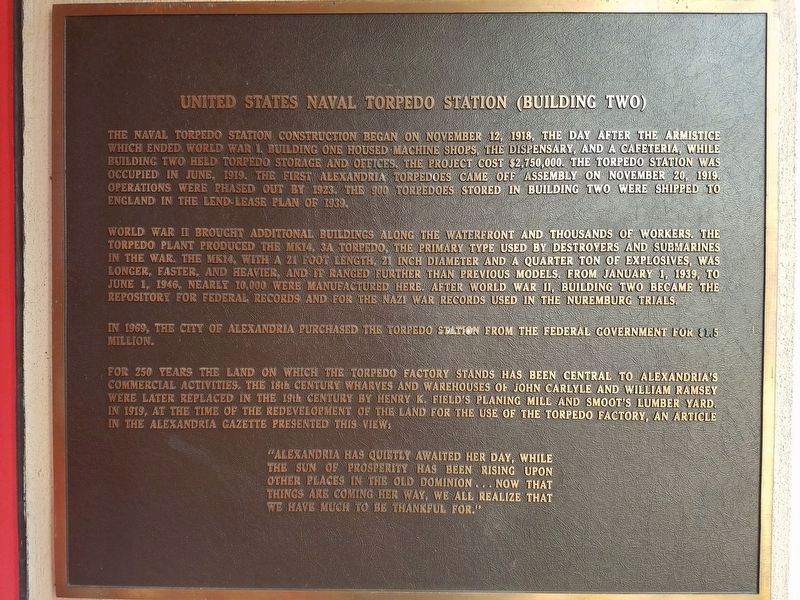 United States Naval Torpedo Station (Building Two) Historical Marker