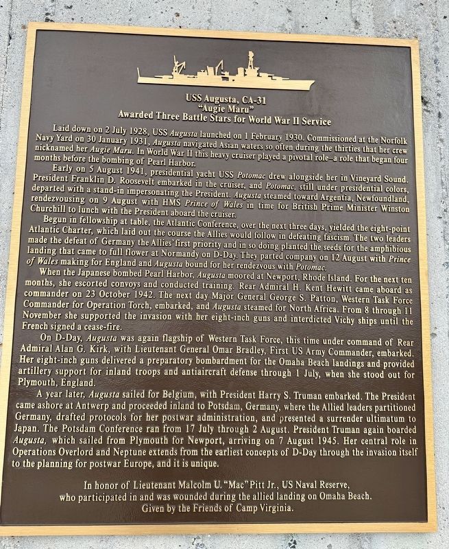USS Augusta, CA-31 Historical Marker