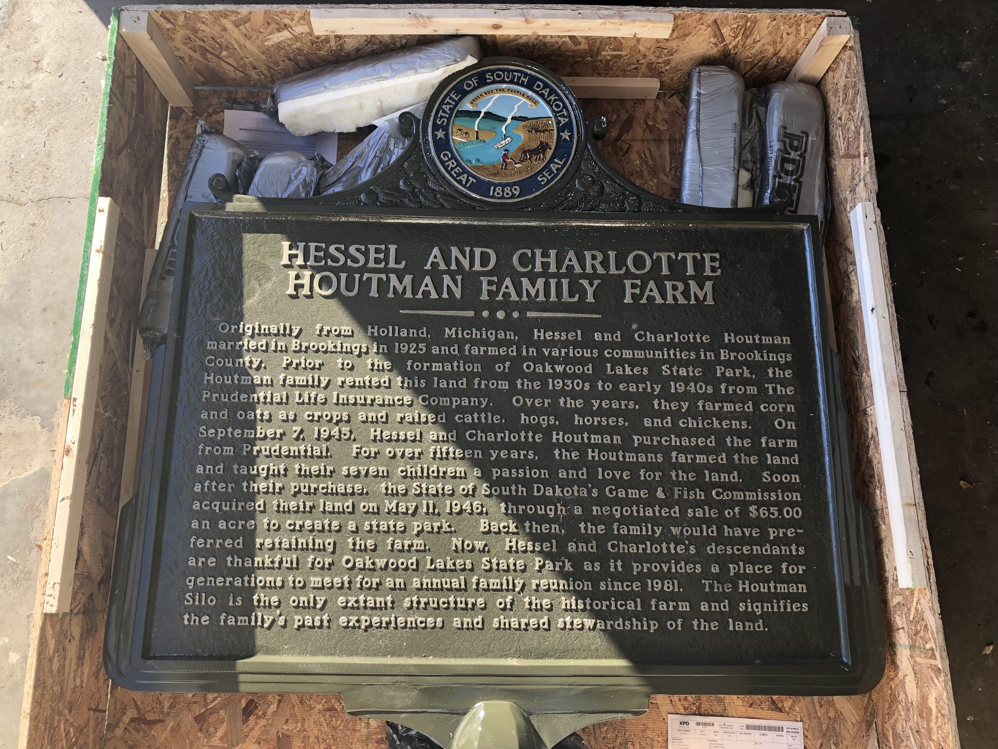 Photo: Hessel and Charlotte Houtman Family Farm Marker