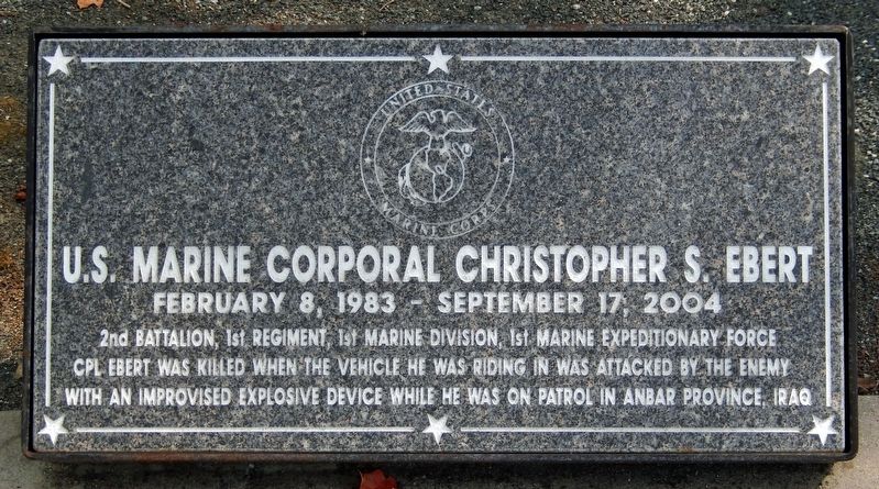 U.S. Marine Corporal Christopher S. Ebert Historical Marker