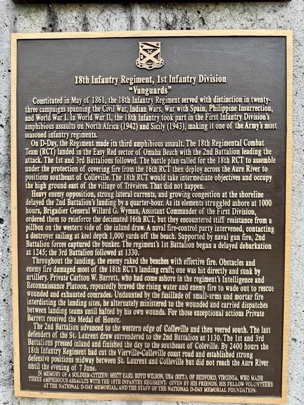 18th Infantry Regiment, 1st Infantry Division Historical Marker