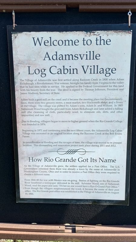Welcome to the Adamsville Log Cabin Village Historical Marker