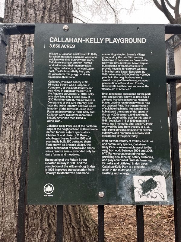 Callahan-Kelly Playground Historical Marker