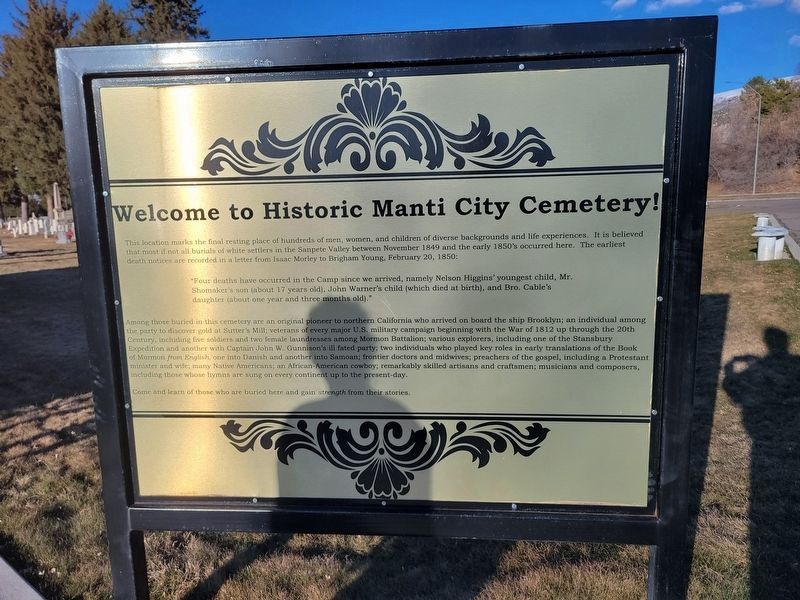 Welcome to Historic Manti City Cemetery Historical Marker