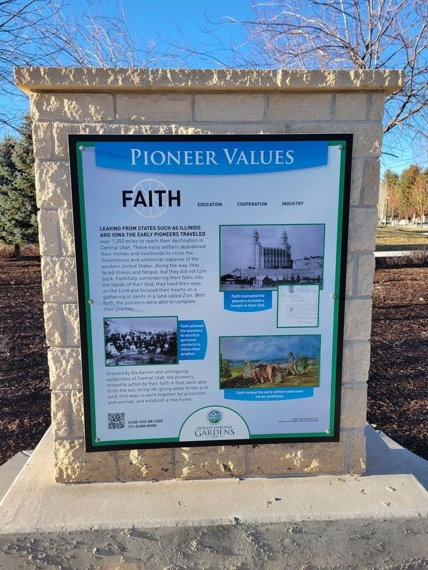 Pioneer Values: Faith Historical Marker