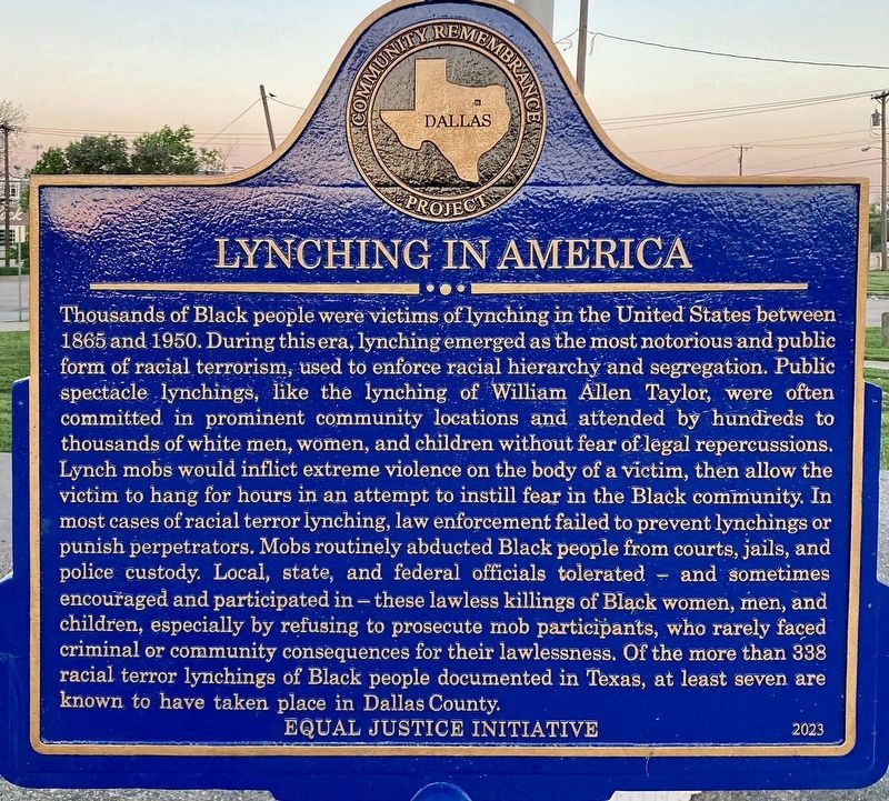 Lynching in America / The Lynching of William Taylor Historical Marker