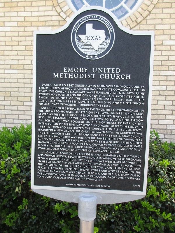 Emory United Methodist Church Historical Marker