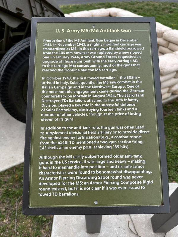 U.S. Army M5/M6 Antitank Gun Historical Marker