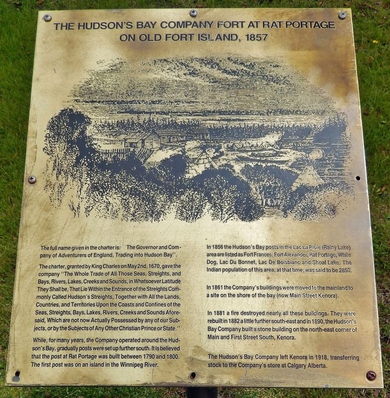 The Hudson's Bay Company Fort at Rat Portage on Old Fort Island, 1857 ...
