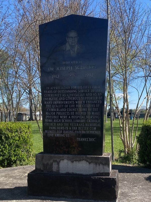 Dedicated to Dr. Joseph Schickel Historical Marker
