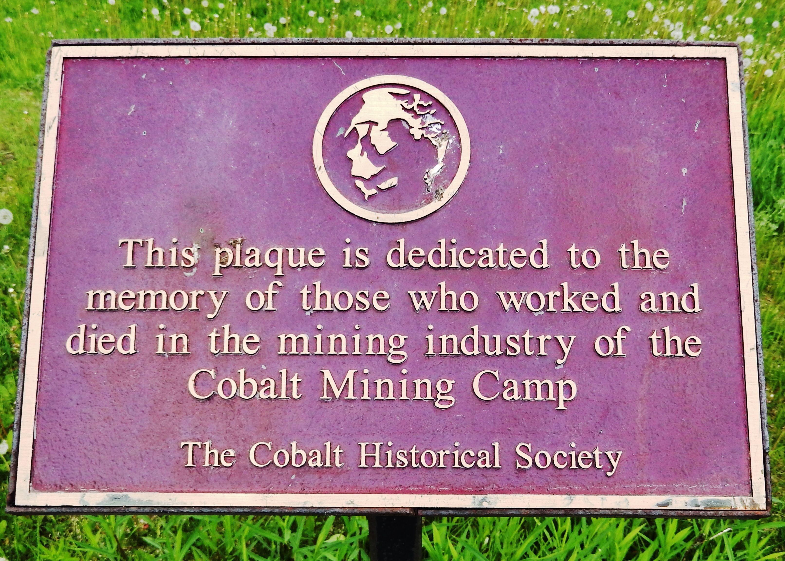 Photo: Cobalt Mining Camp Memorial Plaque