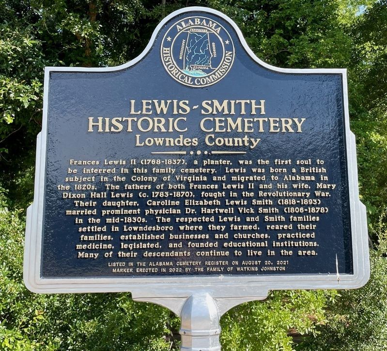 Lewis-Smith Historic Cemetery Historical Marker