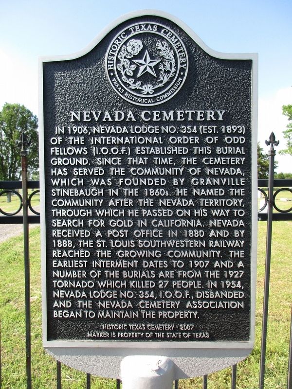 Nevada Cemetery Historical Marker