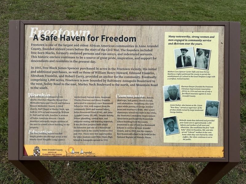 Freetown Historical Marker