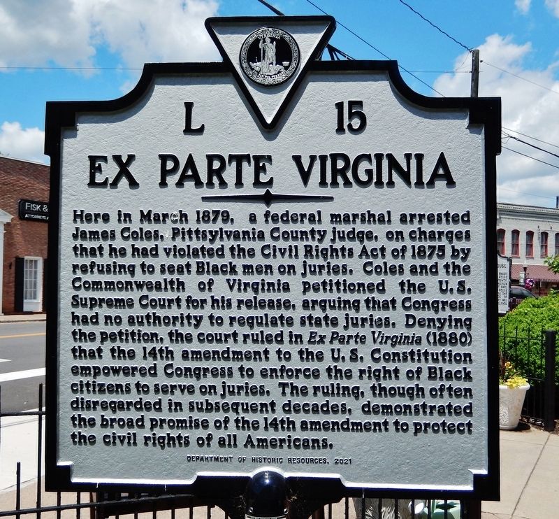 Ex Parte Virginia Historical Marker