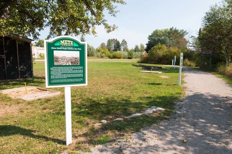 Metz D&M Depot Before the Fire Historical Marker