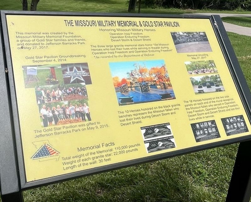 The Missouri Military Memorial & Gold Star Pavilion Historical Marker