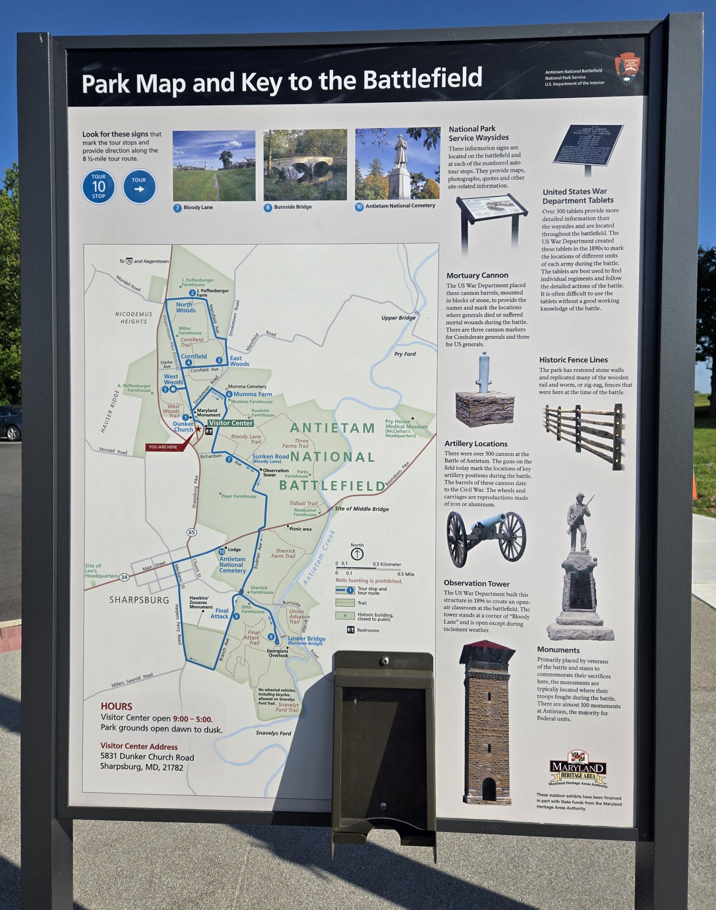 Photo: Park Map and Key to the Battlefield side of the marker