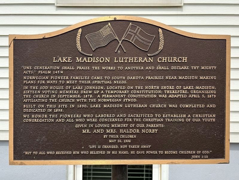 Lake Madison Lutheran Church Historical Marker