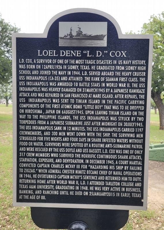 Loel Dene "L.D." Cox Historical Marker