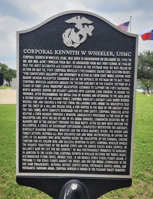 Corporal Kennith W Wheeler, USMC Historical Marker