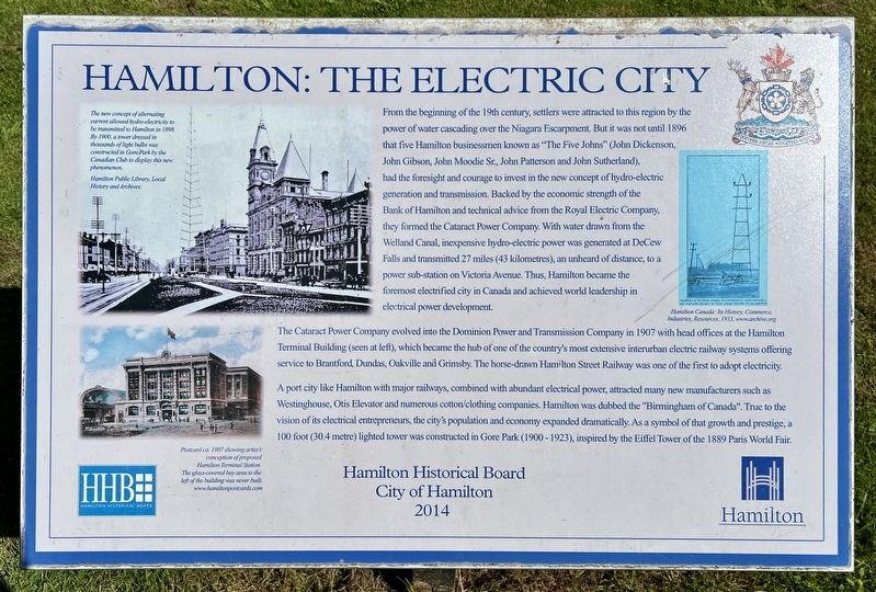 Hamilton: the Electric City Historical Marker