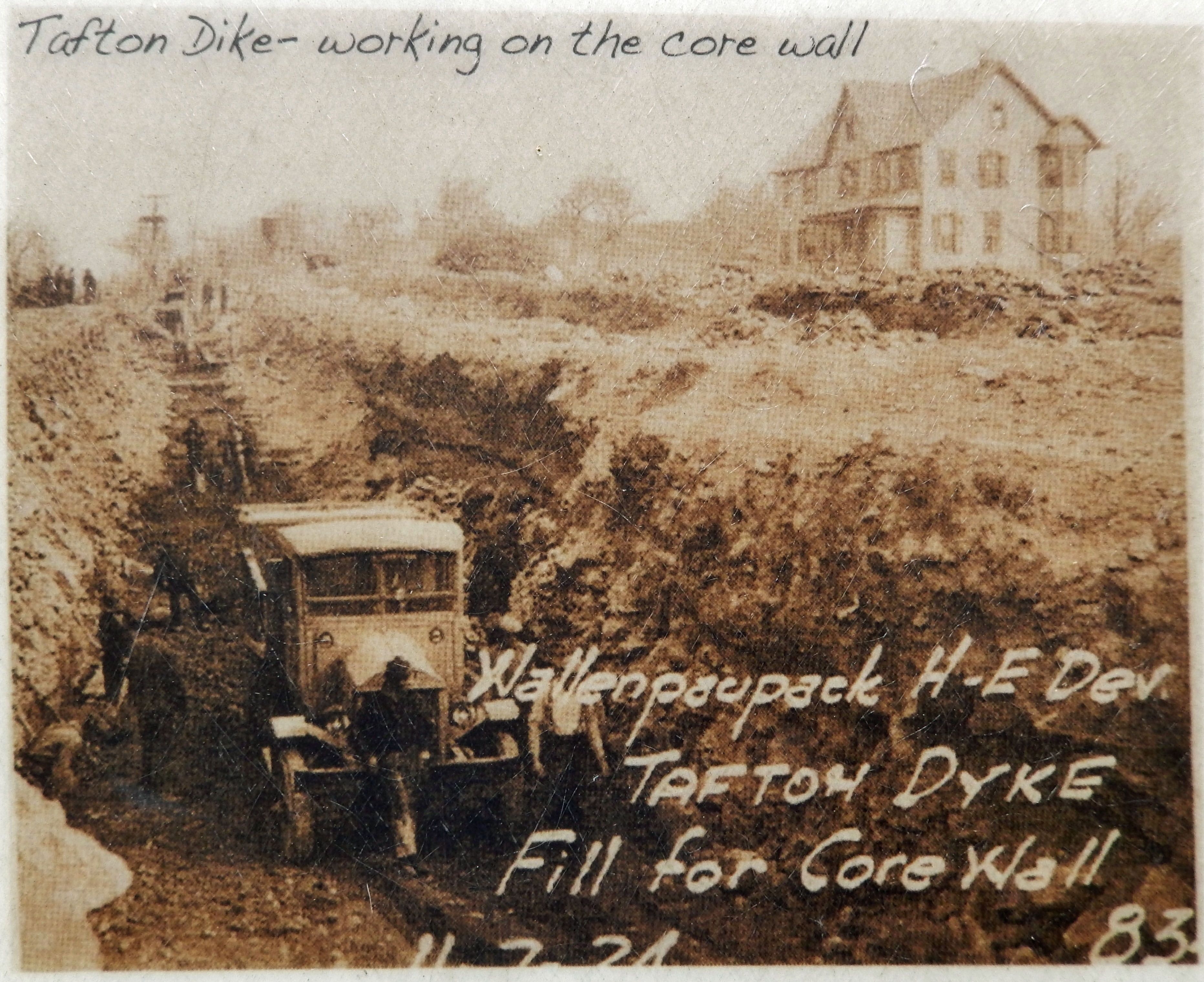 Photo: Marker detail: Tafton Dike – working on the core wall