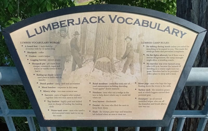 Lumberjack Vocabulary Historical Marker
