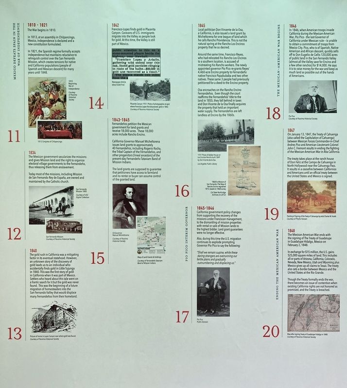 Historical Timeline of the San Fernando Valley Historical Marker