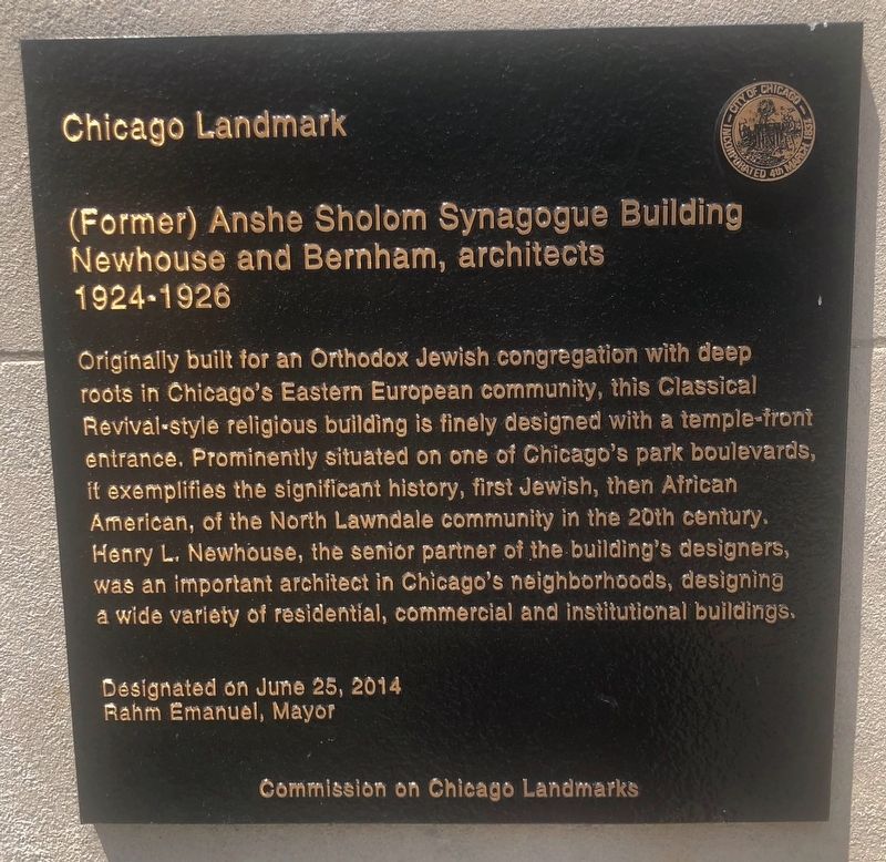 (Former) Anshe Sholom Synagogue Building Historical Marker