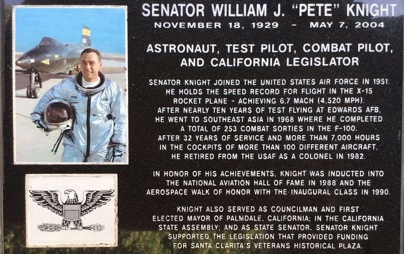 Senator William J. "Pete" Knight Historical Marker