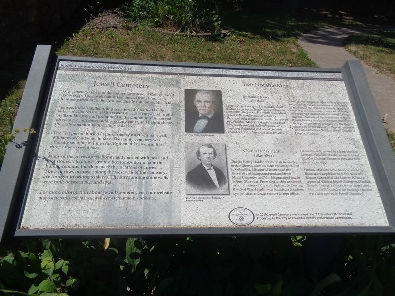 Jewell Cemetery State Historic Site Historical Marker